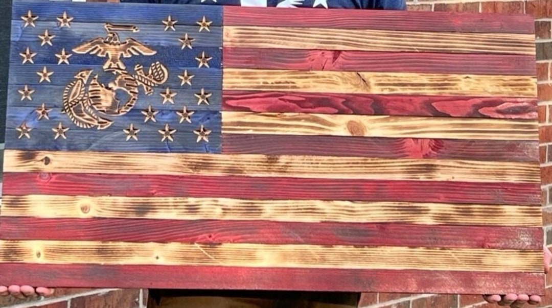 Rustic Wooden Marine Corps Flag - Etsy