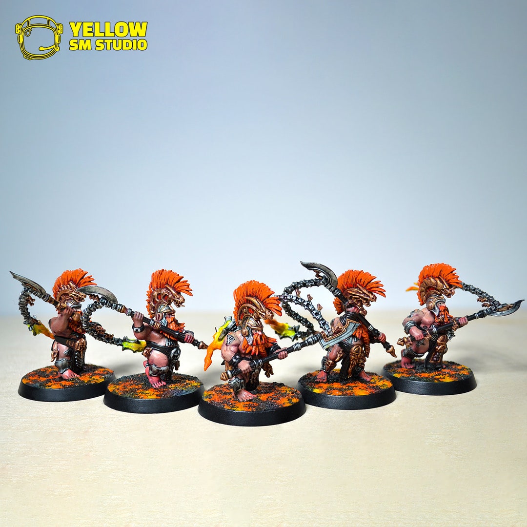 Warhammer 40k Miniatures: Set of 5 Hearthguard Berzerkers, Fyreslayers ...