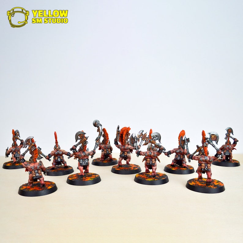 Pro Painted Vulkite Berzerkers, Fyreslayers Miniature Set (10 Pcs ...