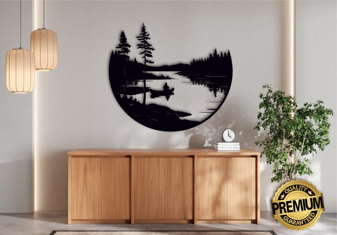 Metal Lake and Forest Wall Art: Rustic Cabin Decor - Etsy