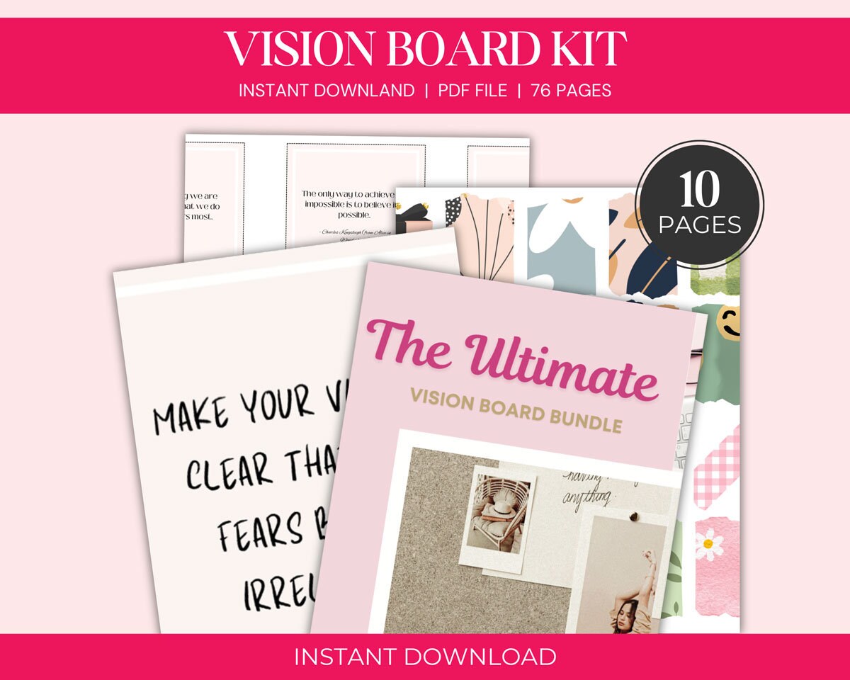 Ultimate Vision Board Kit With Images, Affirmations, Happiness Quotes ...