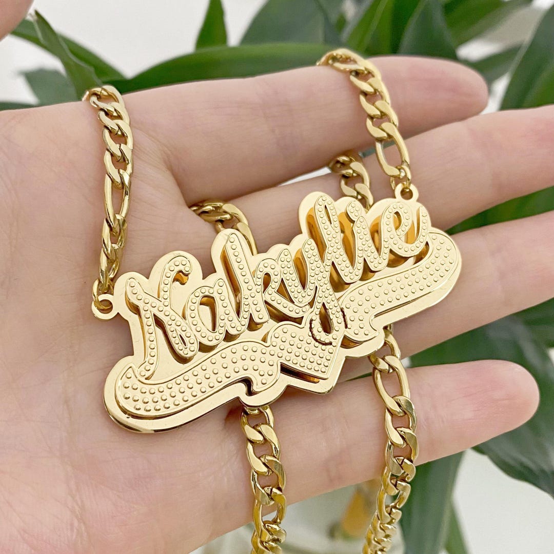 Custom Nameplate Necklace, Name Plate, Double Plated Name Necklace ...