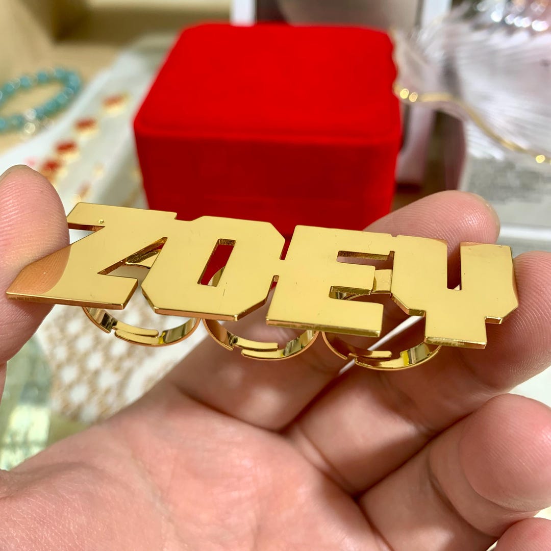 Custom Name Ring, Four Fingers Ring, Name Knuckle Ring, Personalized ...