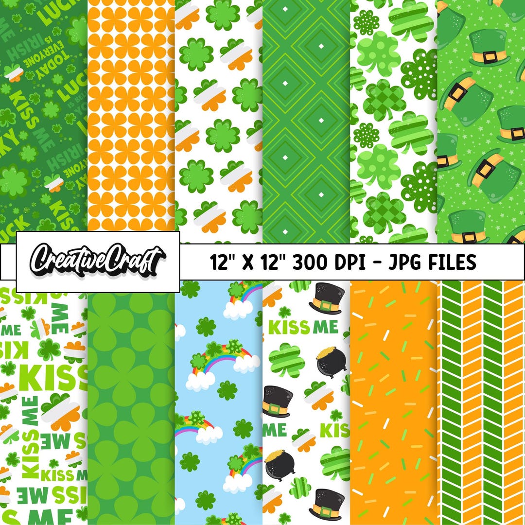 12 St Patricks Day Digital Papers 300 DPI Highest Quality, St Patricks ...