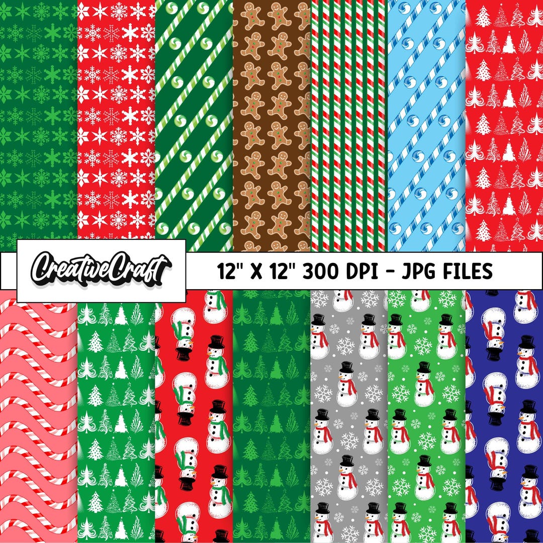 14 Christmas Digital Papers 300 DPI Maximum Quality, Christmas ...
