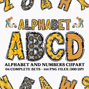 Construction Alphabet Clipart PNG. 4 Styles With Construction Clipart ...