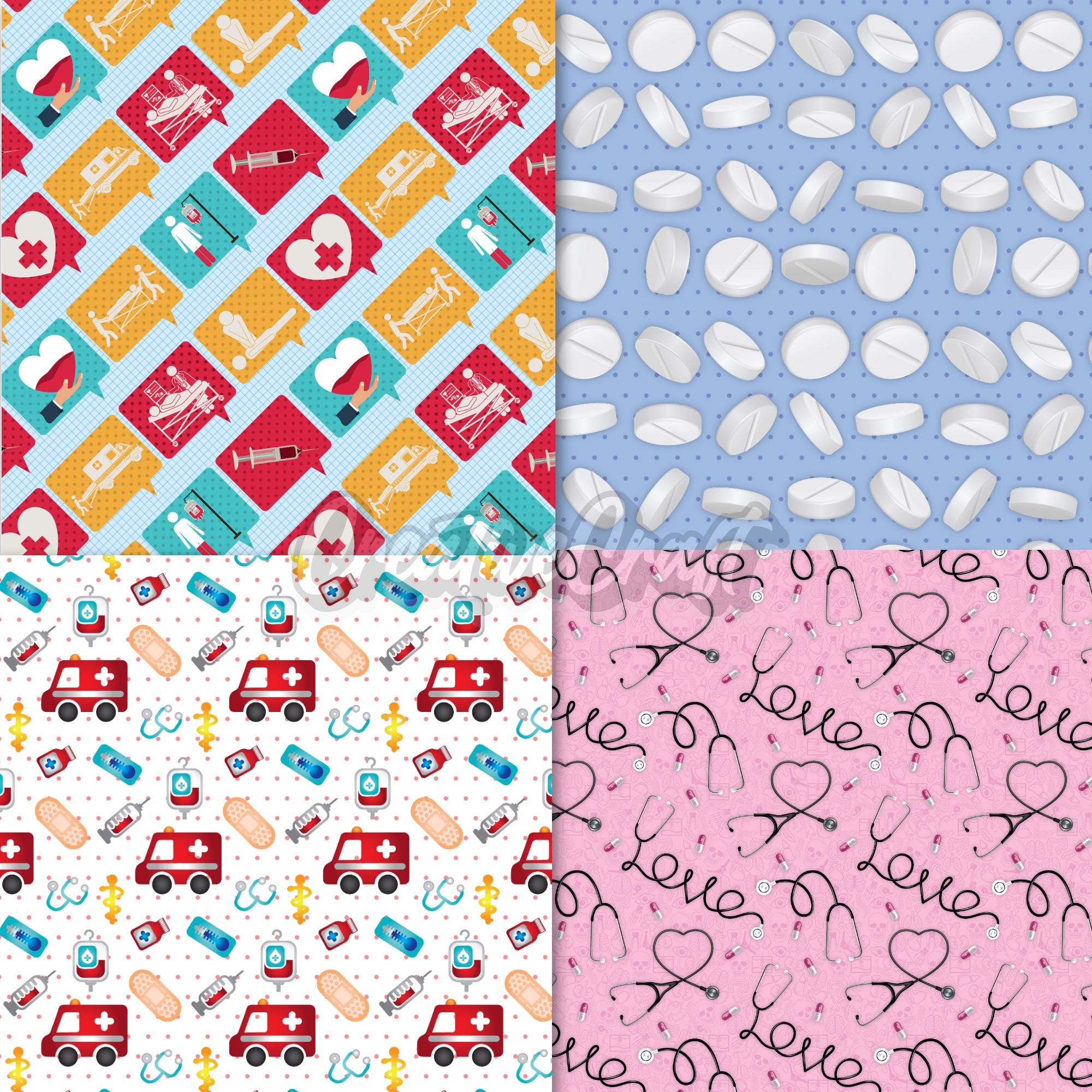 12 Nurse Doctor Medicine Digital Papers 300 DPI Maximum Quality ...
