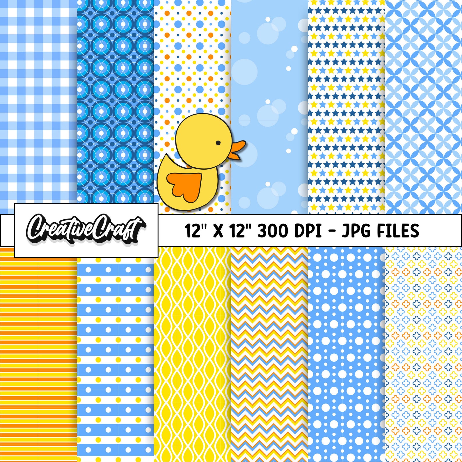12 Rubber Duck Digital Papers 300 DPI Highest Quality, Rubber Duck ...