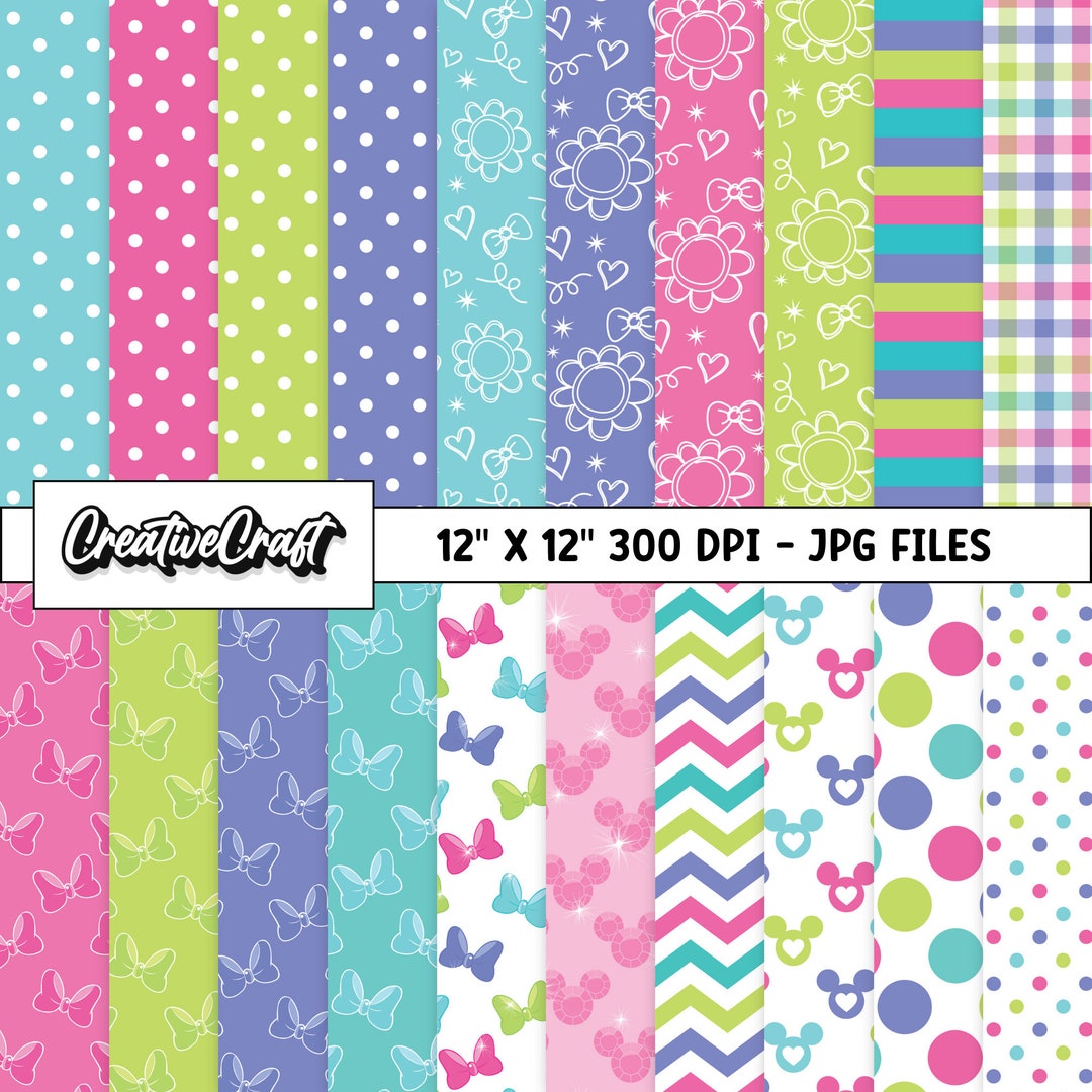 20 Minnie the Mouse Digital Papers 300 DPI Maximum Quality, Minnie ...