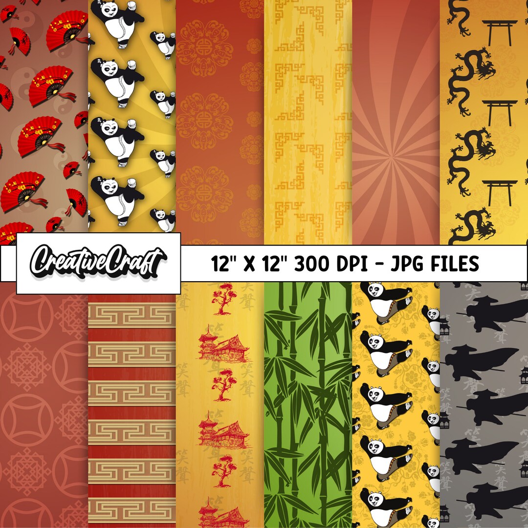12 Kung Fu Panda Digital Papers 300 DPI Maximum Quality, Kung Fu Panda ...