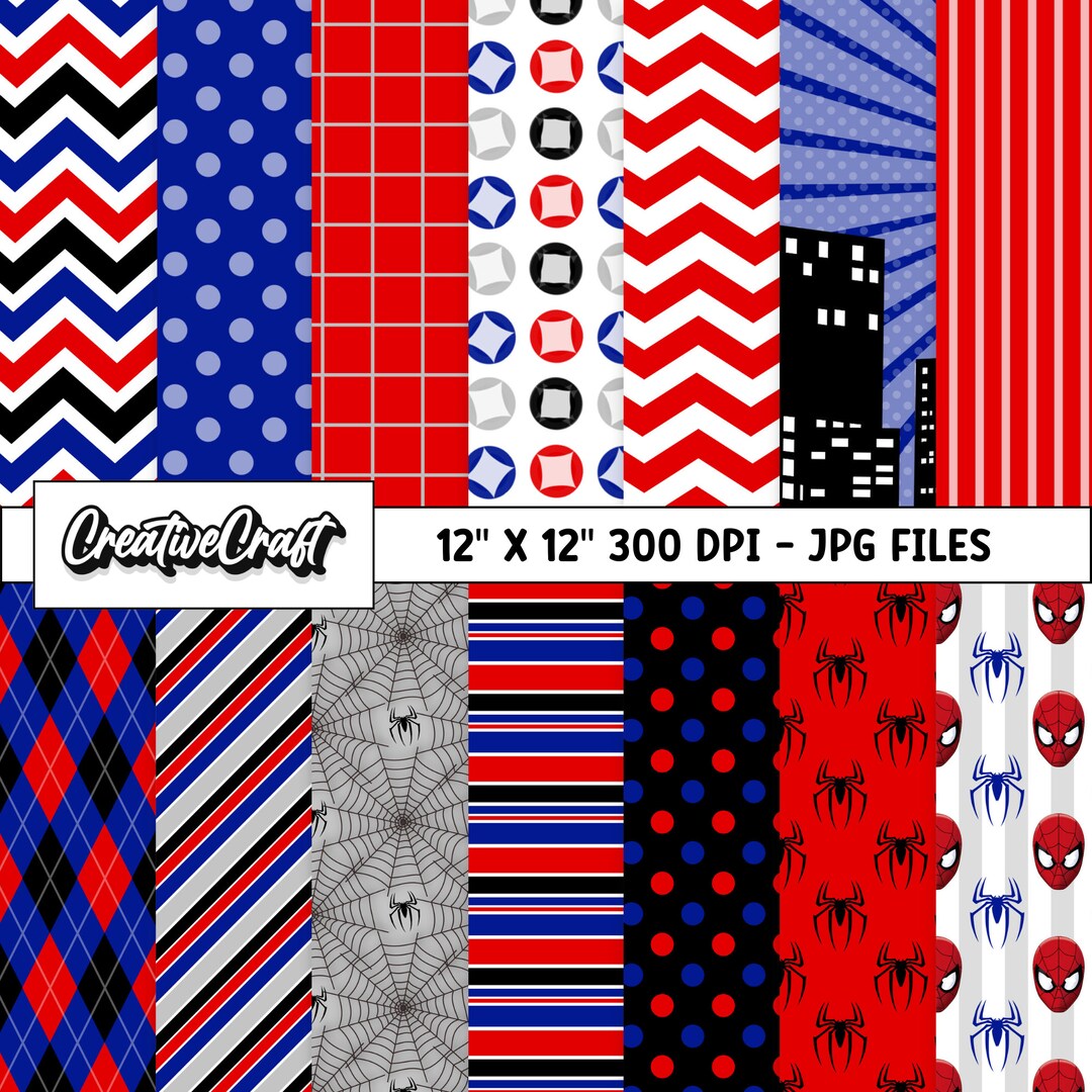 14 Spiderman Superhero Digital Papers 300 DPI Maximum Quality ...
