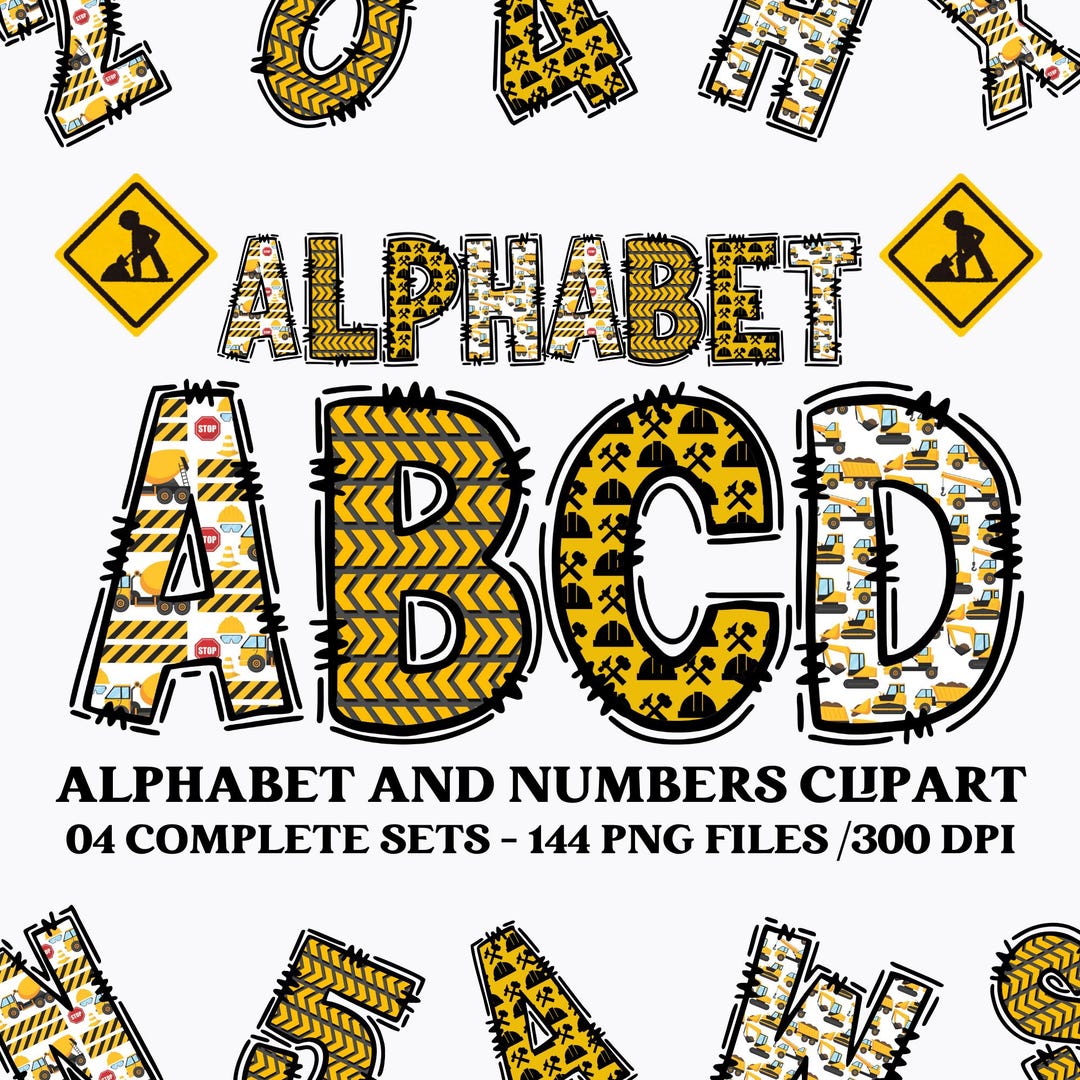 Construction Alphabet Clipart PNG. 4 Styles With Construction Clipart ...