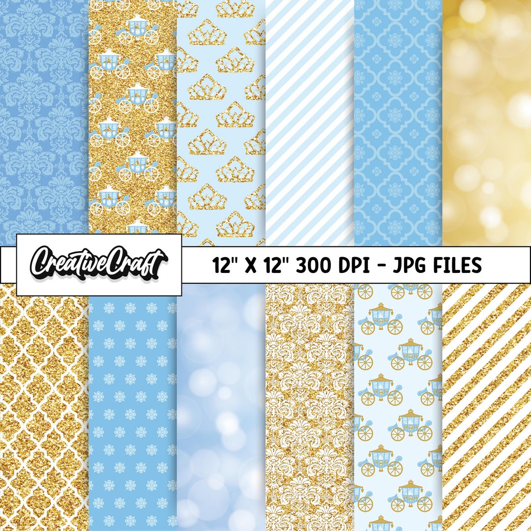 12 Princess Cinderella Digital Papers 300 DPI Maximum Quality ...