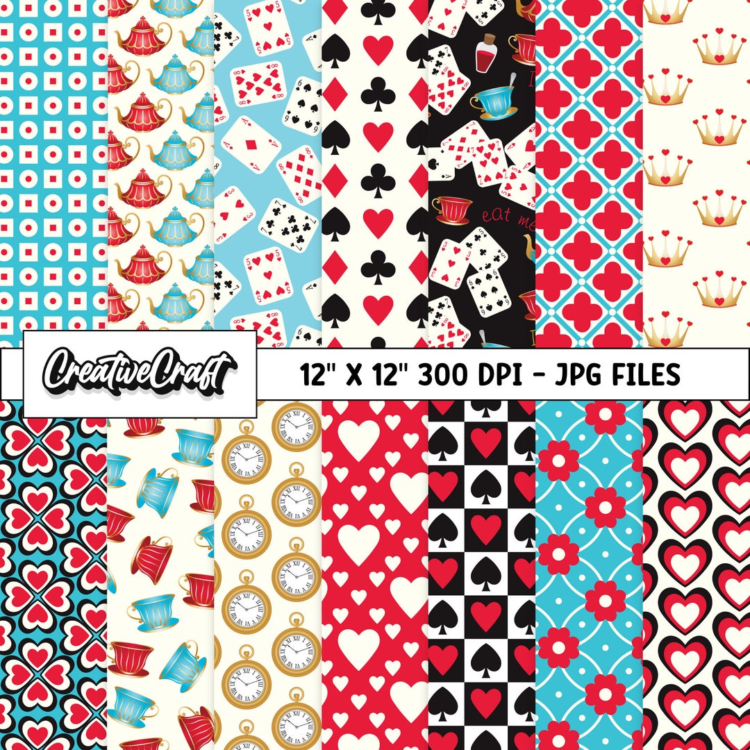 14 Alice in Wonderland Digital Papers 300 DPI Maximum Quality, Alice ...