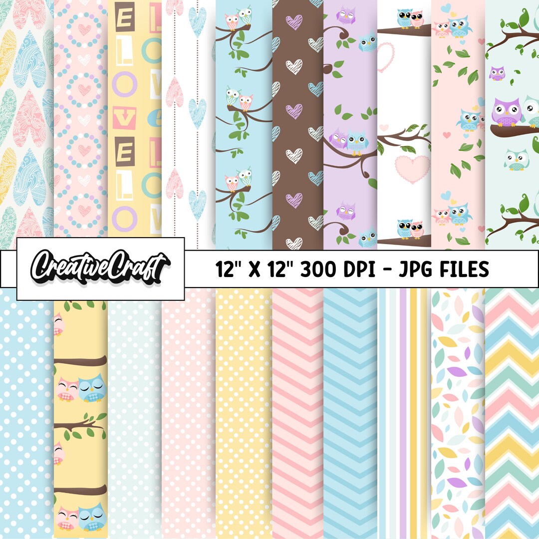20 Owl Digital Papers 300 DPI Maximum Quality, Owl Scrapbooking, Owl ...