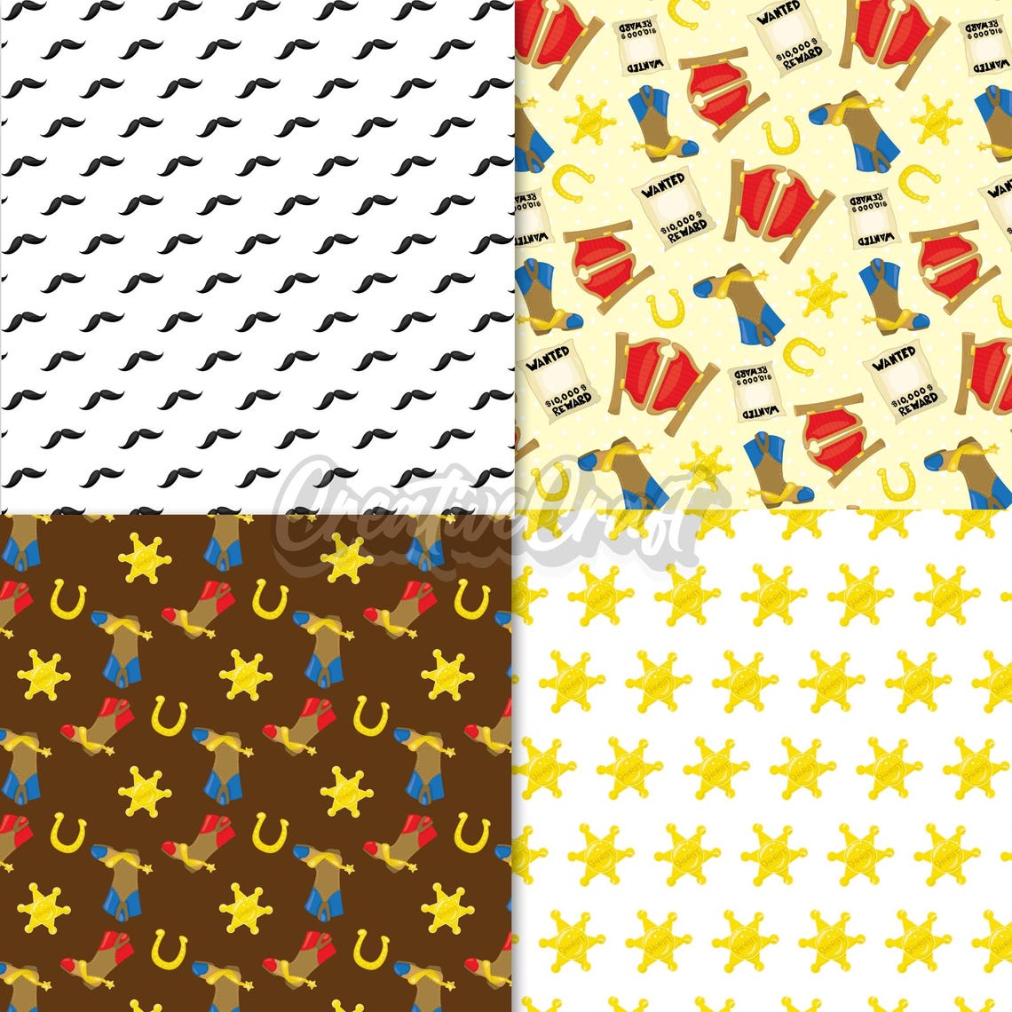12 Western Cowboy Digital Papers 300 DPI Maximum Quality, Cowboy ...