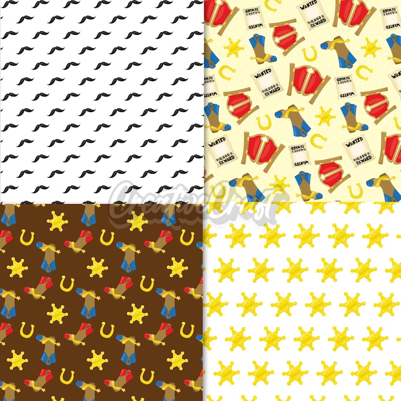 12 Western Cowboy Digital Papers 300 DPI Maximum Quality, Cowboy ...