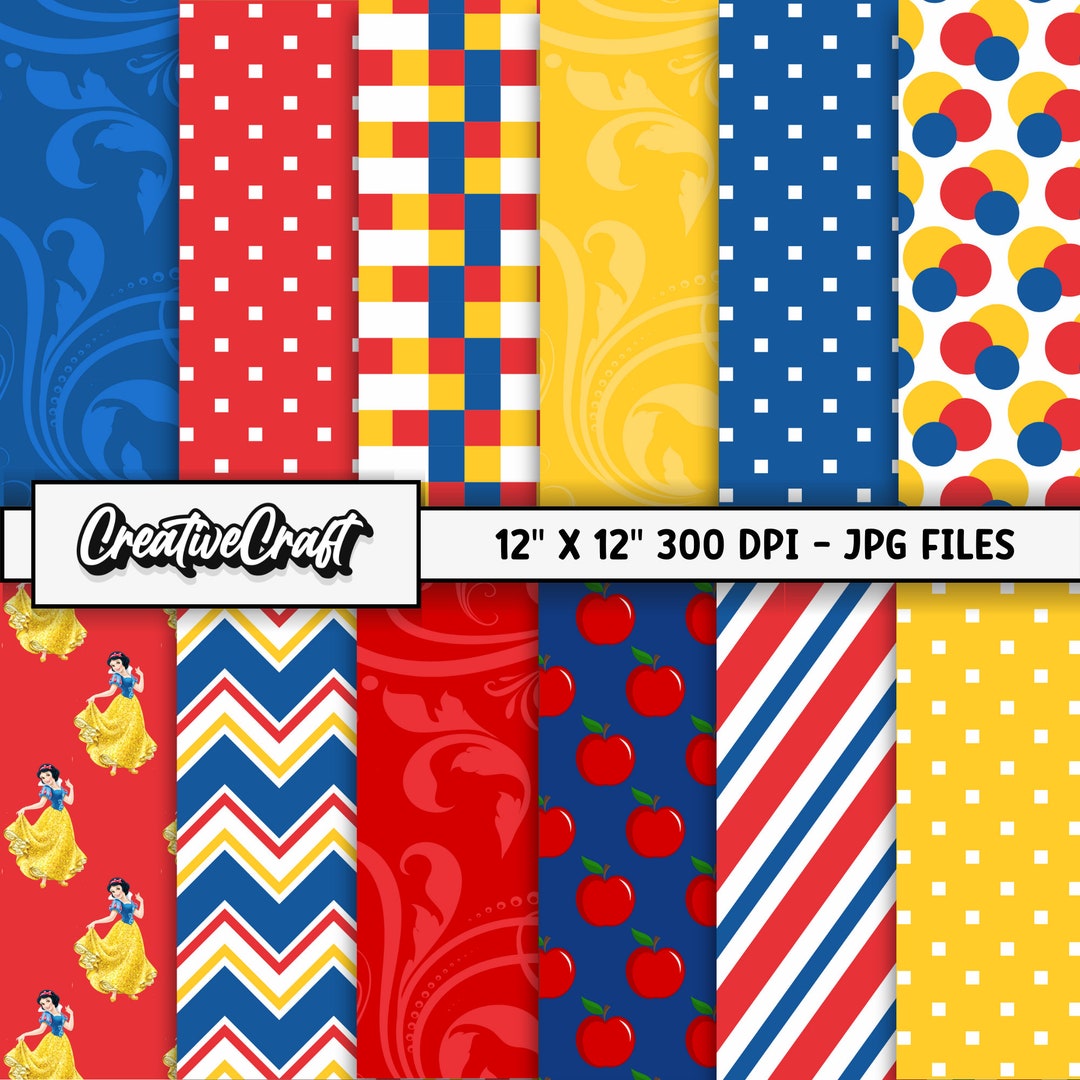 12 Princess Snow White Digital Papers 300 DPI Highest Quality, Snow ...