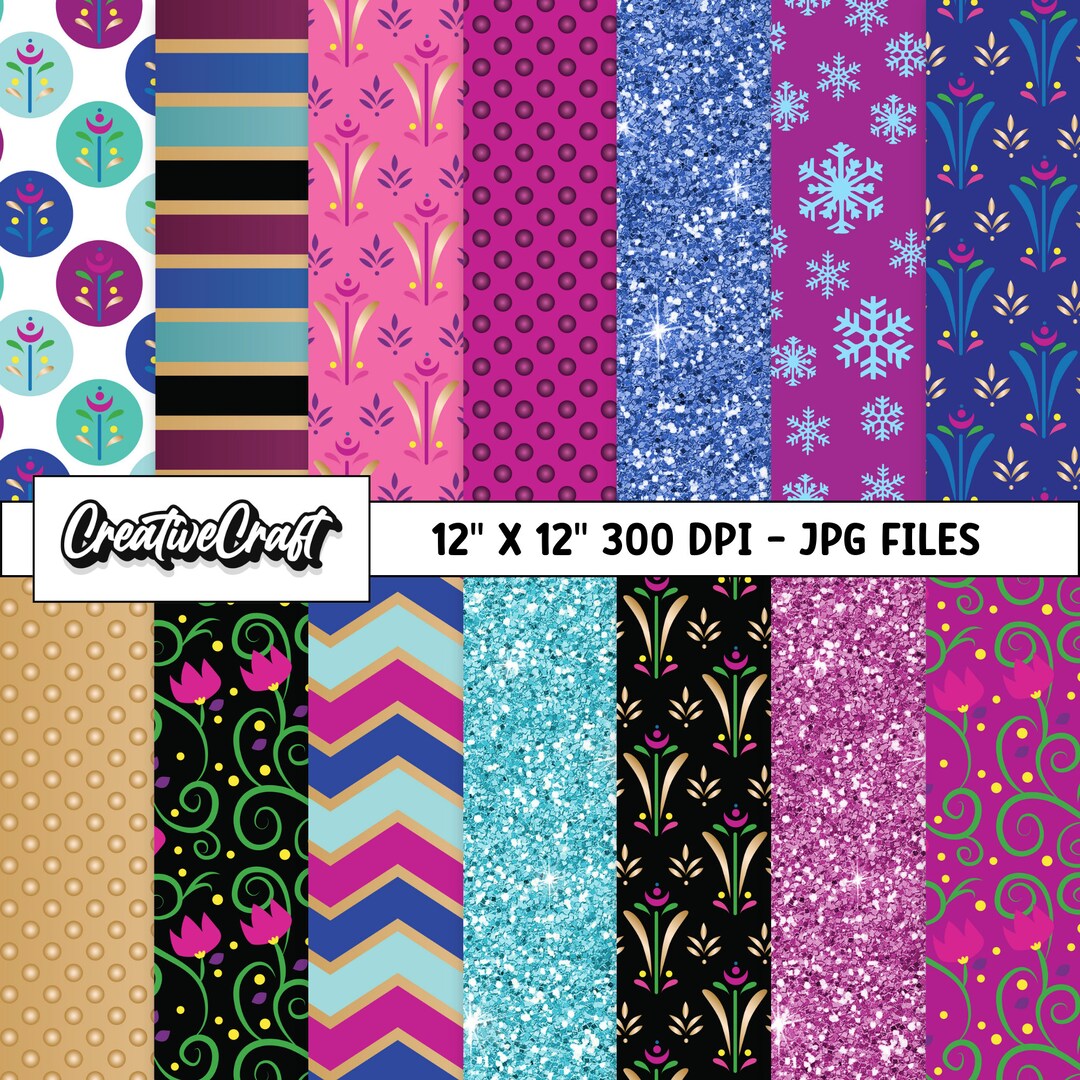 14 Princess Frozen Digital Papers 300 DPI Maximum Quality, Frozen ...