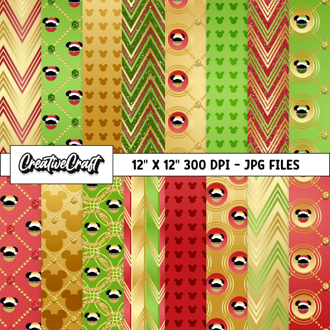 16 Mickey Christmas Digital Papers 300 DPI Maximum Quality, Mickey ...