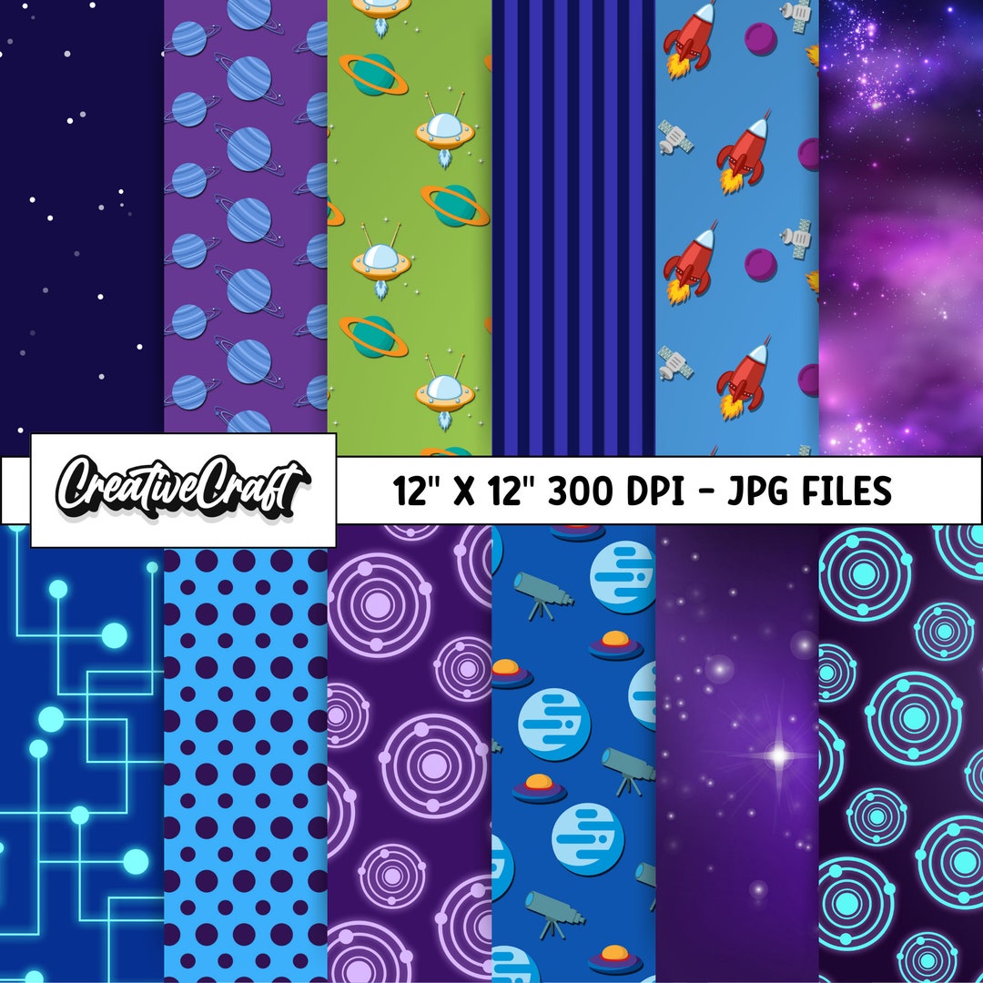 12 Outer Space Digital Papers 300 DPI Maximum Quality, Astronaut Space ...