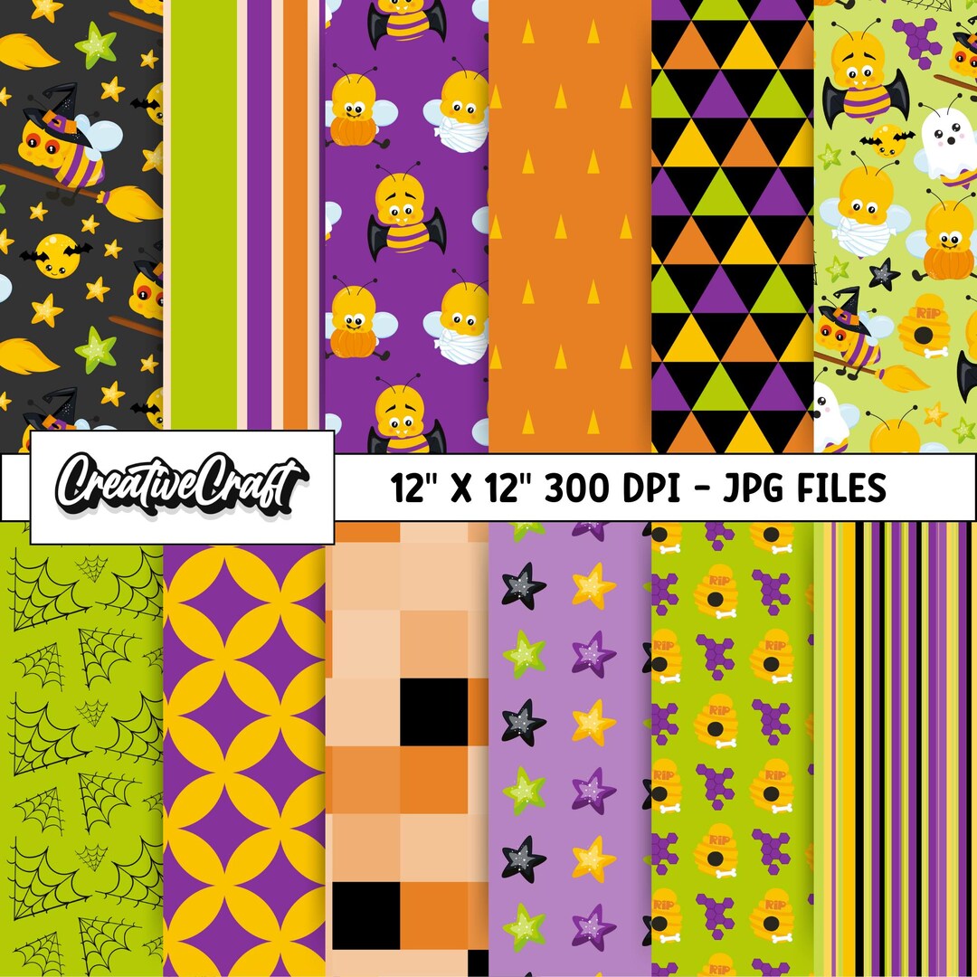 12 Holiday Halloween Digital Papers 300 DPI Highest Quality, Halloween ...