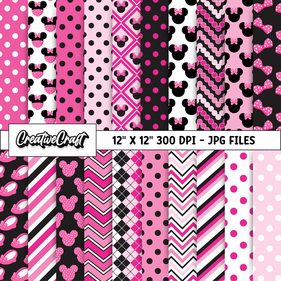 20 Minnie the Mouse Digital Papers 300 DPI Maximum Quality, Minnie ...