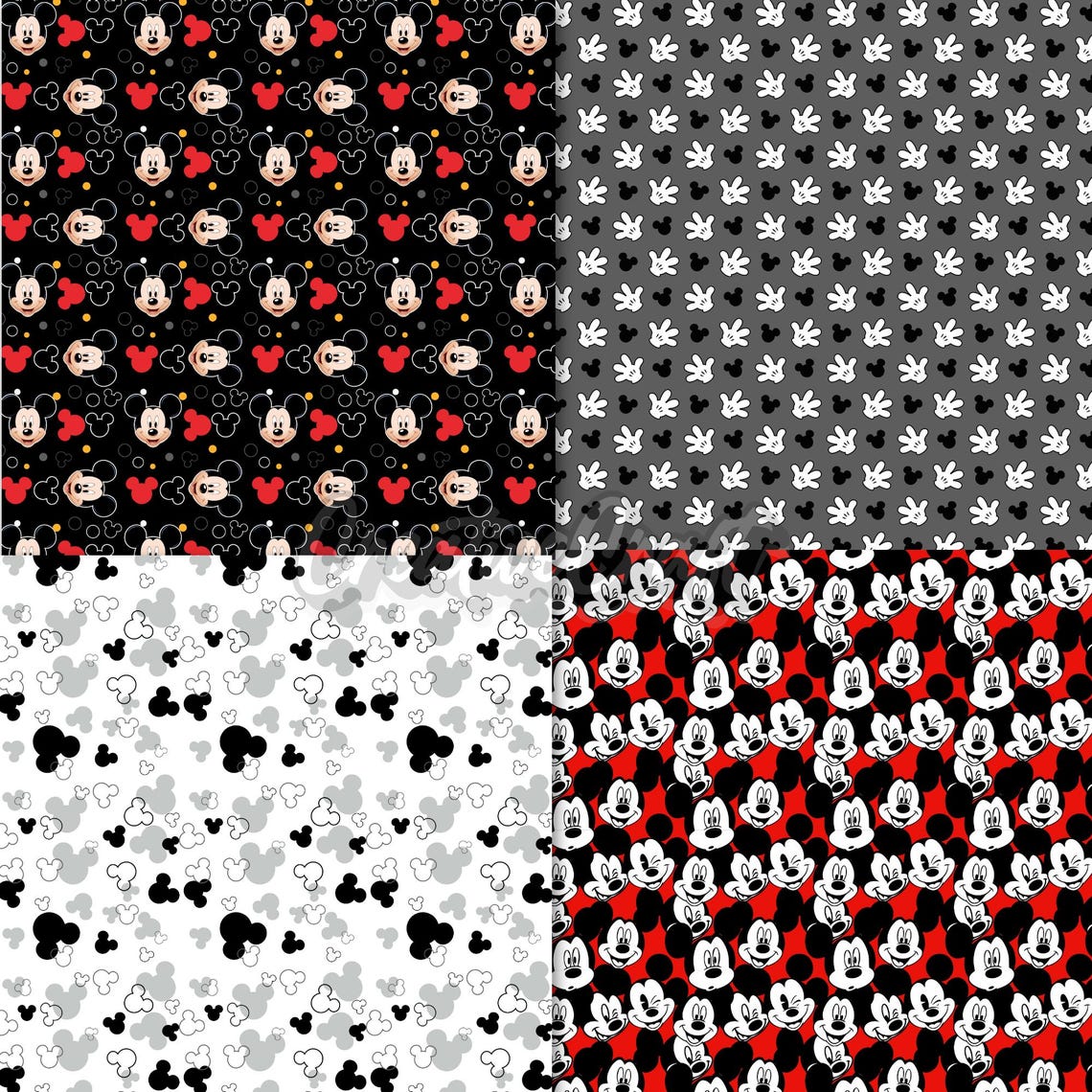 20 Mickey the Mouse Digital Papers 300 DPI Maximum Quality, Mickey ...