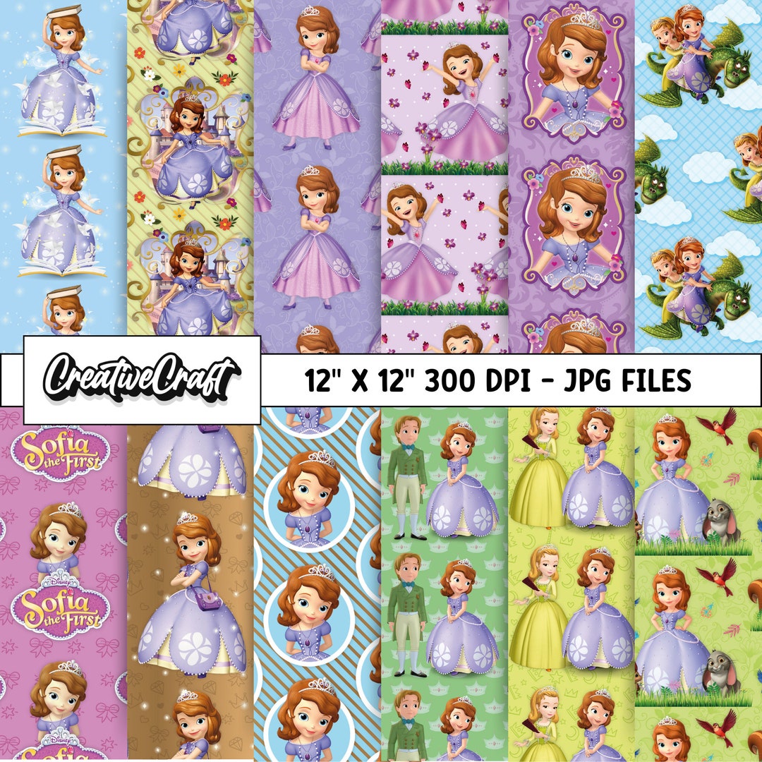 12 Princess Sofia Digital Papers 300 DPI Highest Quality, Princess ...