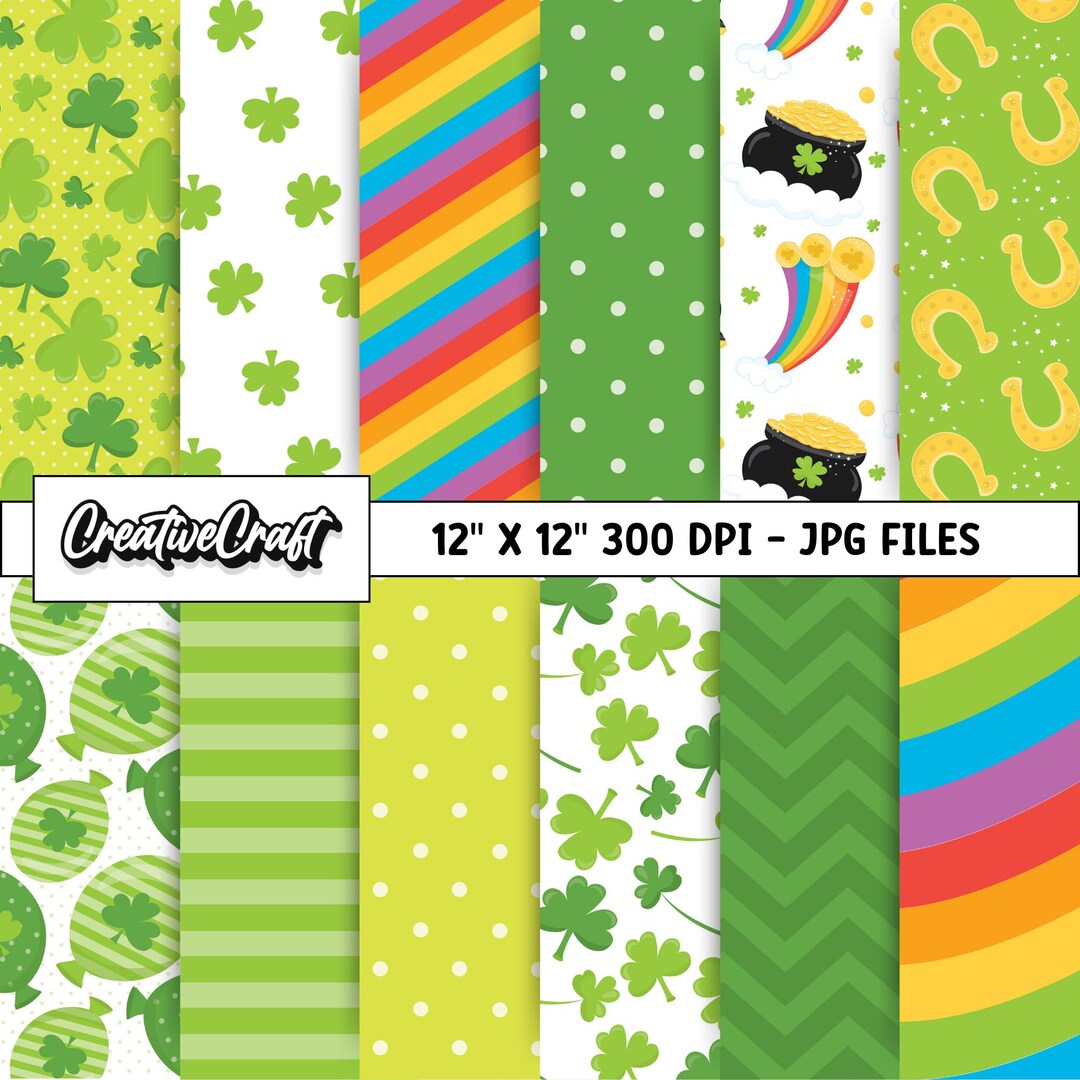 12 St Patricks Day Digital Papers 300 DPI Highest Quality, St Patricks ...