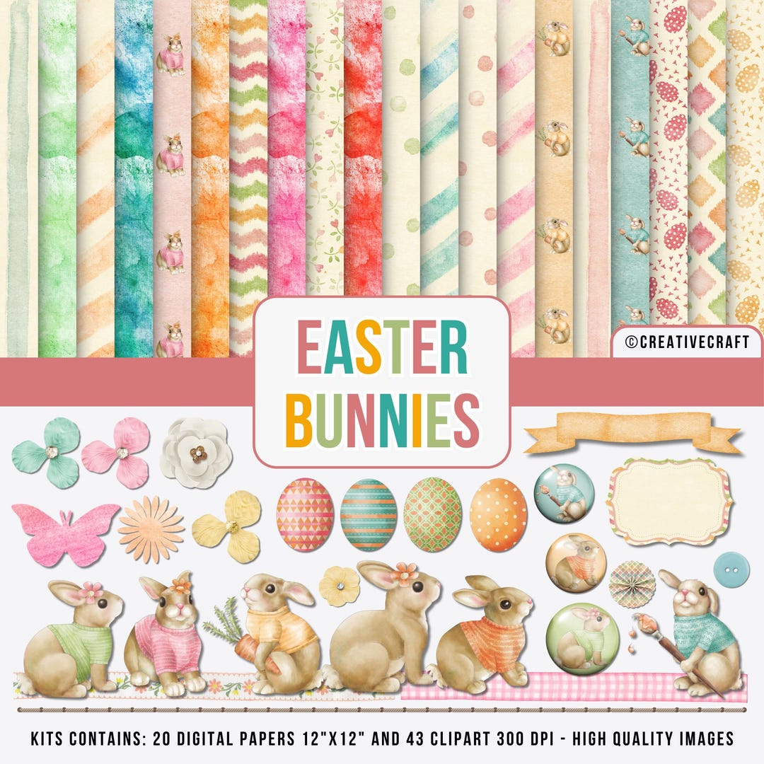 Kit Easter Day Digital Paper and Clipart 300 DPI Maximum Quality ...