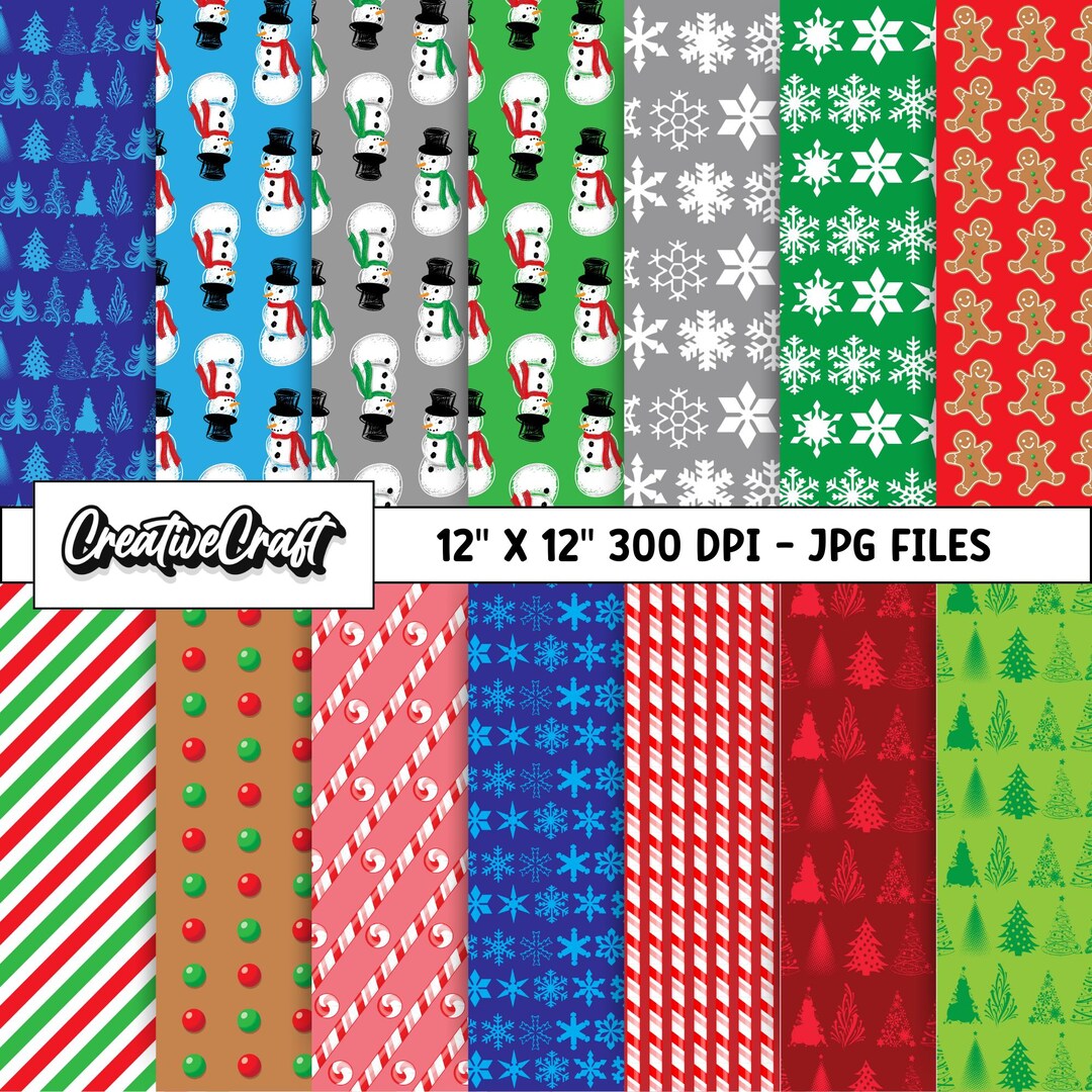 14 Christmas Digital Papers 300 DPI Maximum Quality, Christmas ...