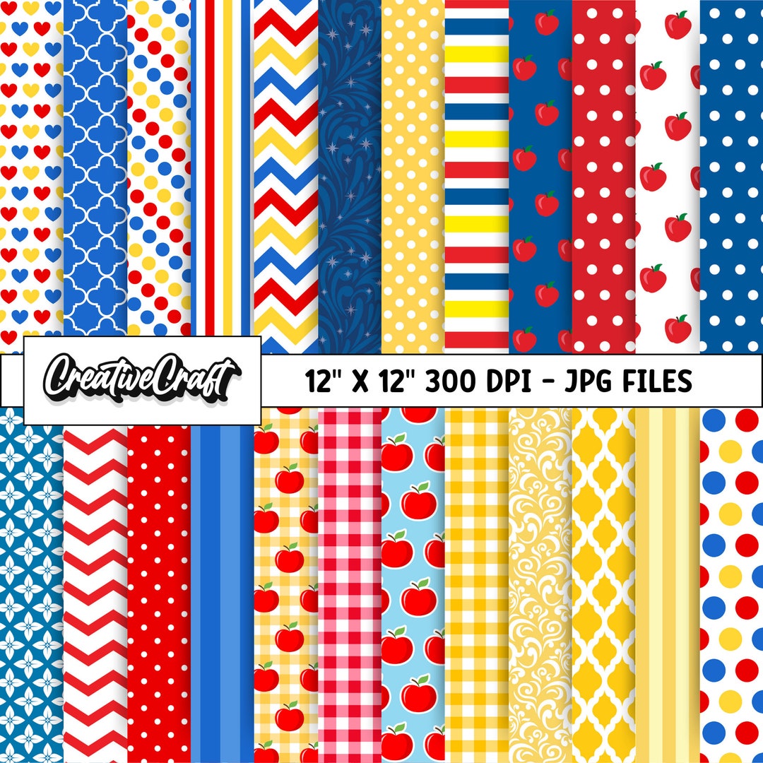 24 Princess Snow White Digital Papers 300 DPI Highest Quality, Snow ...