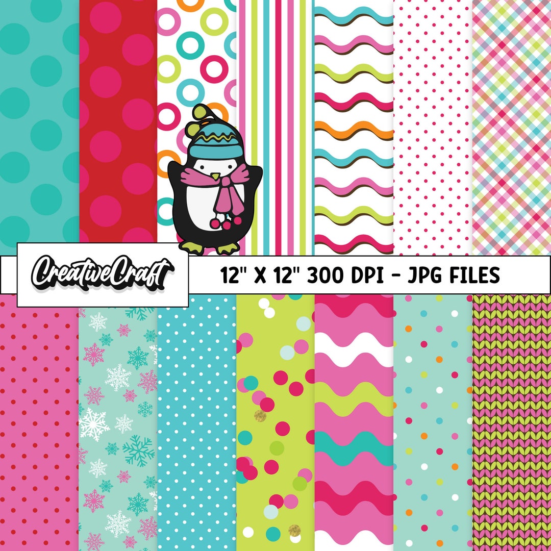 14 Christmas Penguin Digital Papers 300 DPI Maximum Quality, Christmas ...