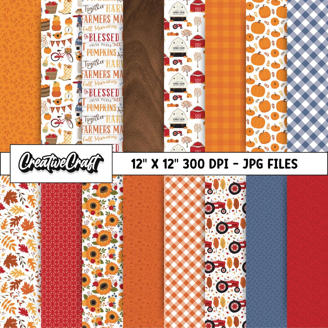 16 Autumn Fall Digital Papers 300 DPI Maximum Quality, Autumn Fall ...