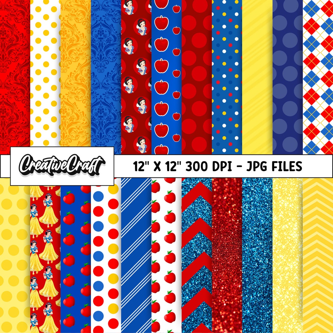 22 Princess Snow White Digital Papers 300 DPI Highest Quality, Snow ...