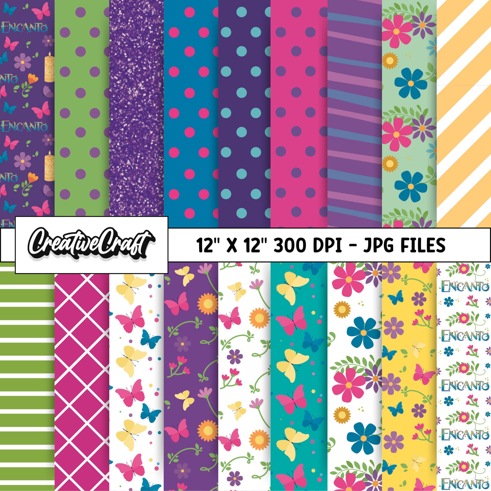 18 Encanto Digital Papers 300 DPI Maximum Quality, Encanto Scrapbook ...