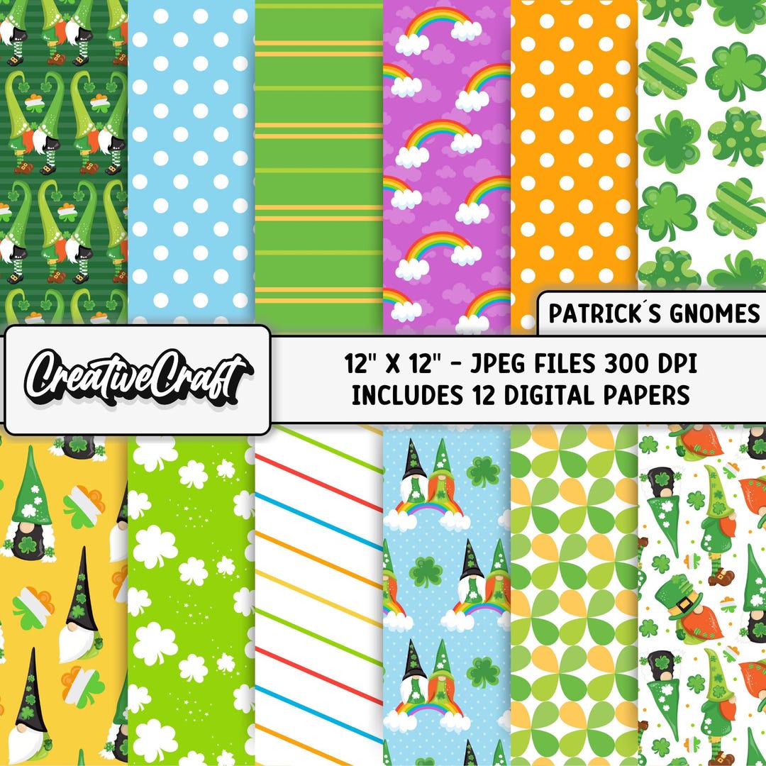 12 St Patricks Day Digital Papers 300 DPI Highest Quality, St Patricks ...