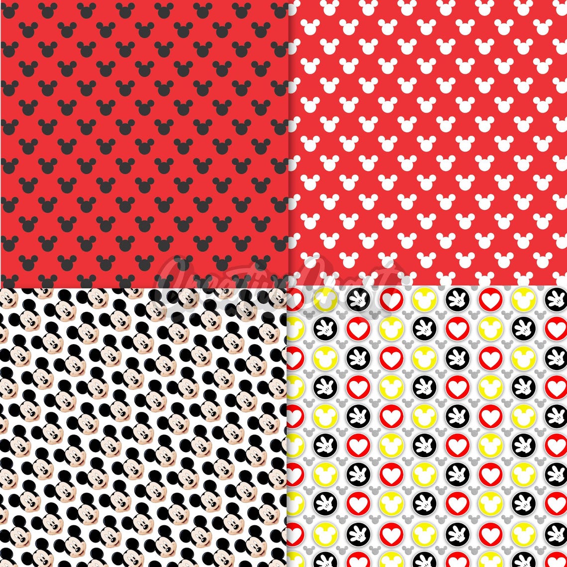 20 Mickey the Mouse Digital Papers 300 DPI Maximum Quality, Mickey ...