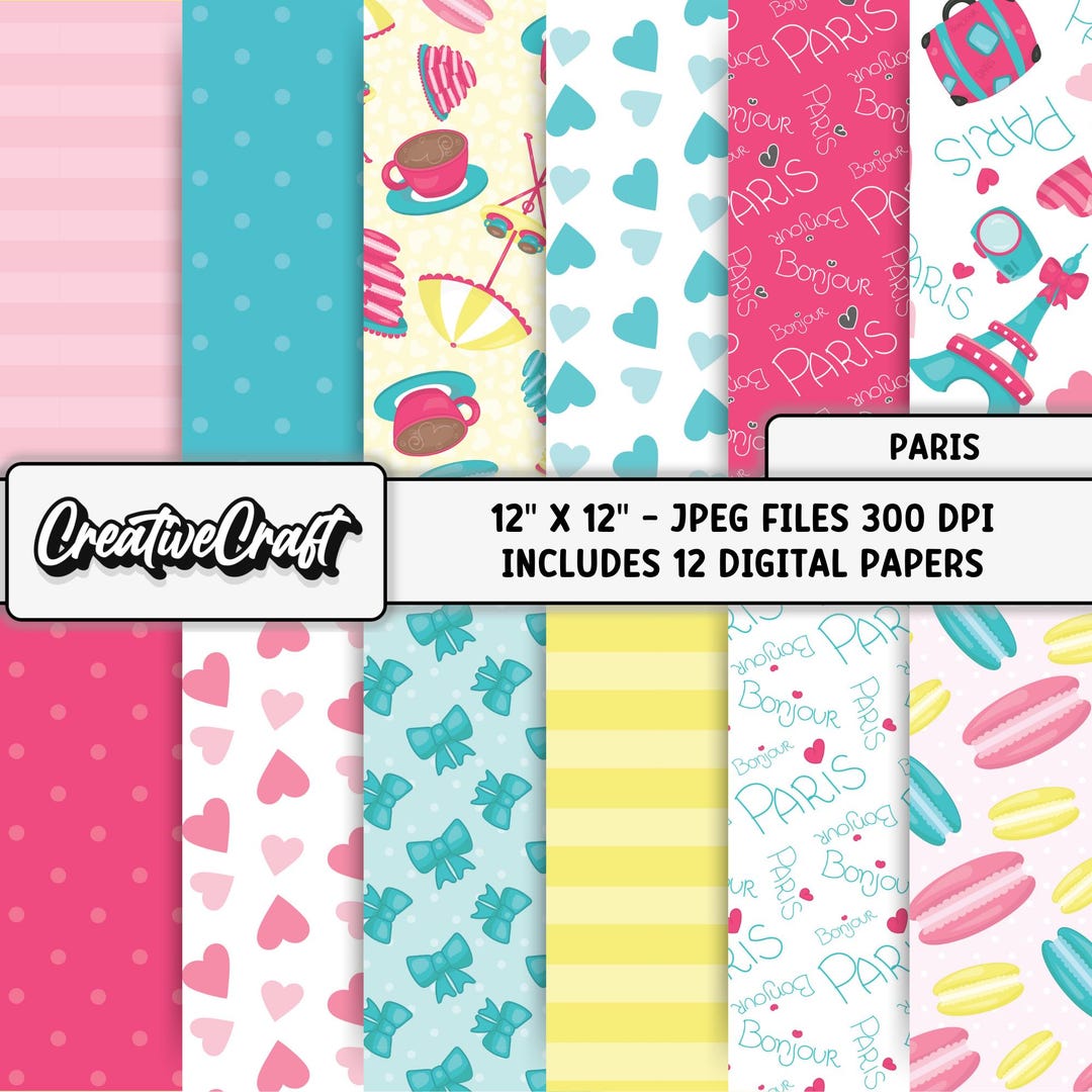 12 Paris Digital Papers 300 DPI Highest Quality, Paris Digital ...