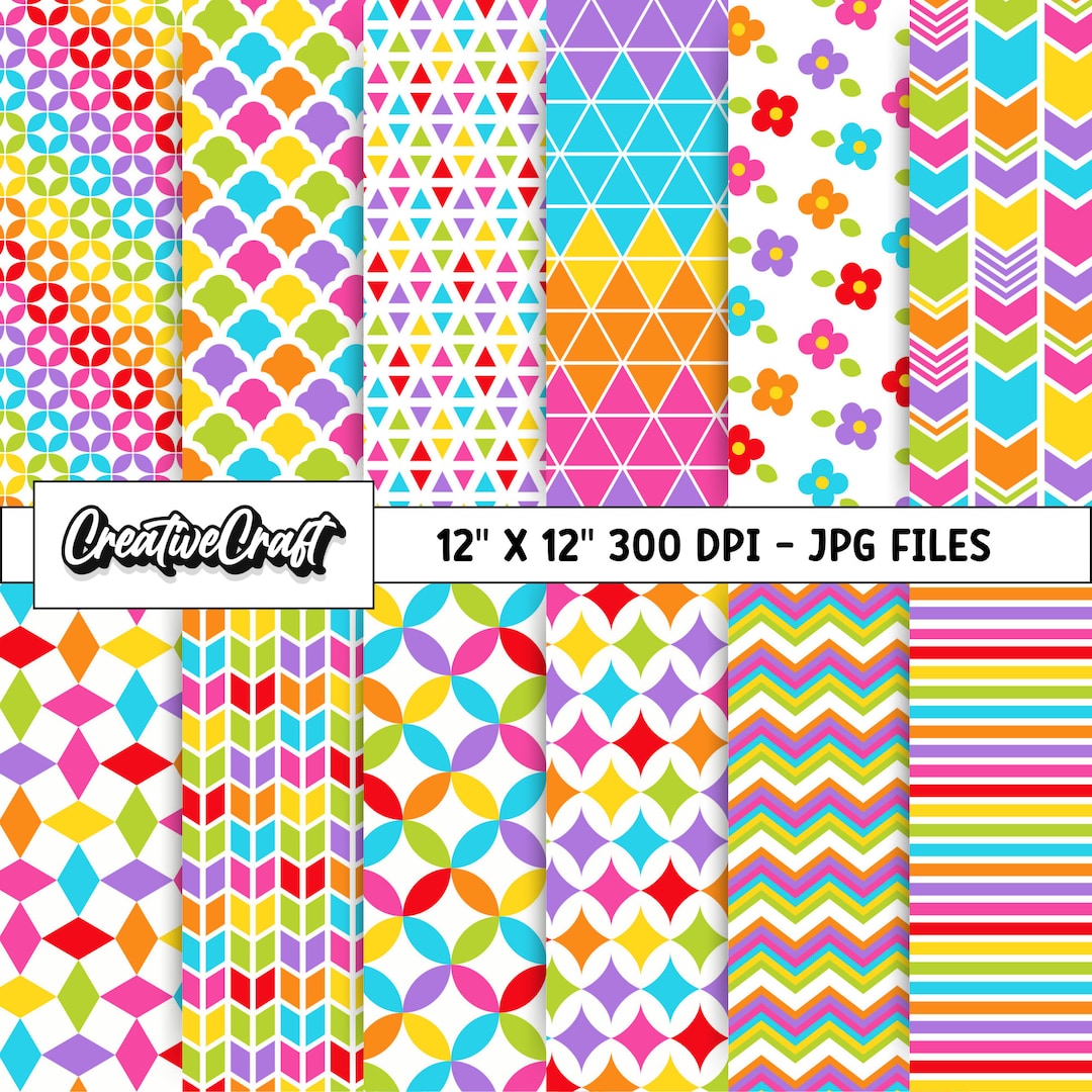 12 Rainbow Colors Digital Papers 300 DPI Maximum Quality, Rainbow ...