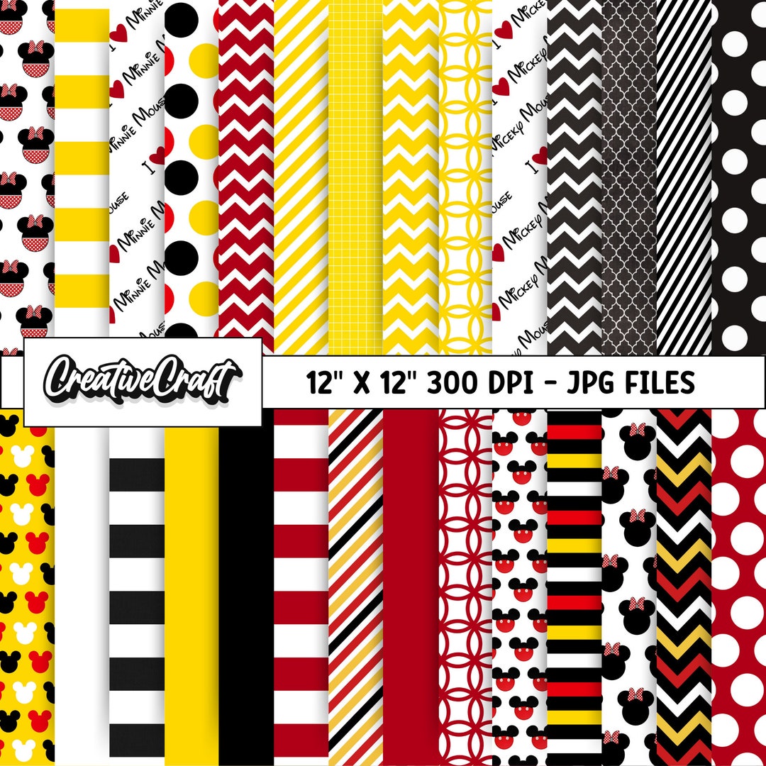 28 Mickey the Mouse Digital Papers 300 DPI Maximum Quality, Mickey ...