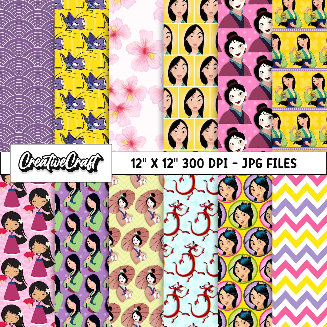 12 Princess Mulan Digital Papers 300 DPI Maximum Quality, Princess ...