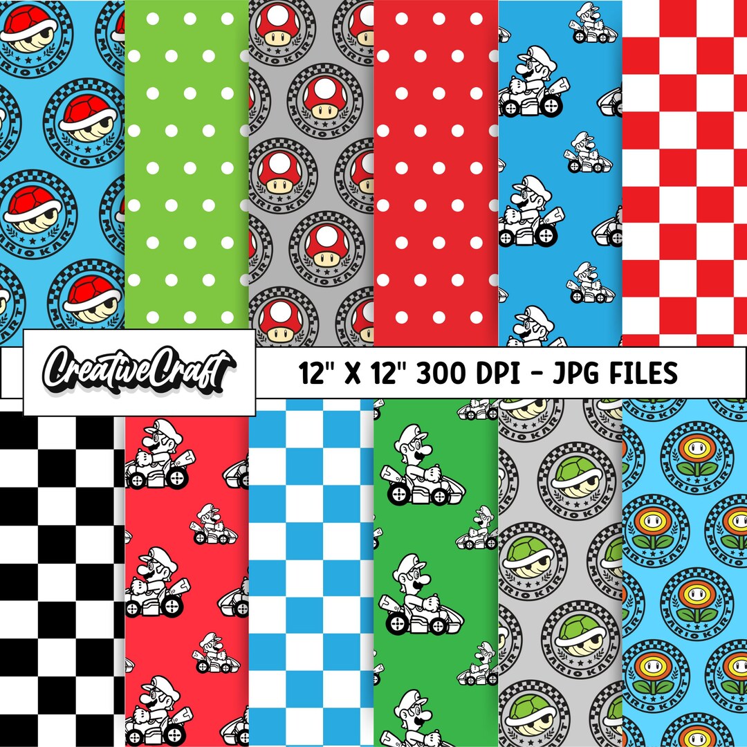 12 Mario Videogame Digital Papers 300 DPI Highest Quality, Mario ...