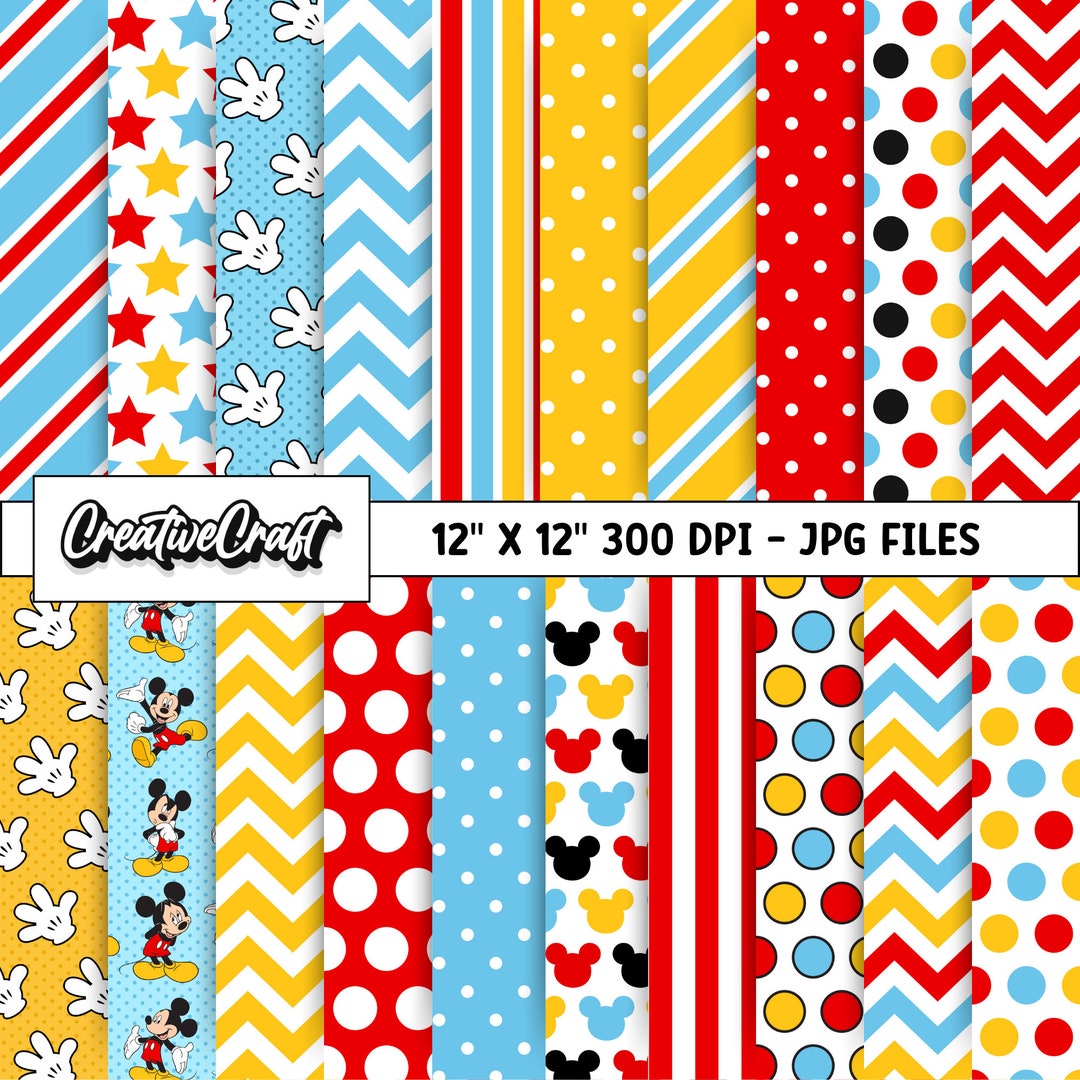 20 Mickey the Mouse Digital Papers 300 DPI Maximum Quality, Mickey ...