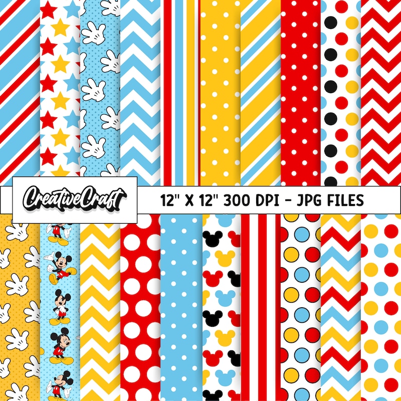 Digital Paper Mickey Mouse - Etsy