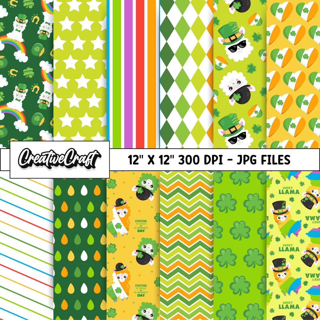 12 St Patricks Day Digital Papers 300 DPI Highest Quality, St Patricks ...