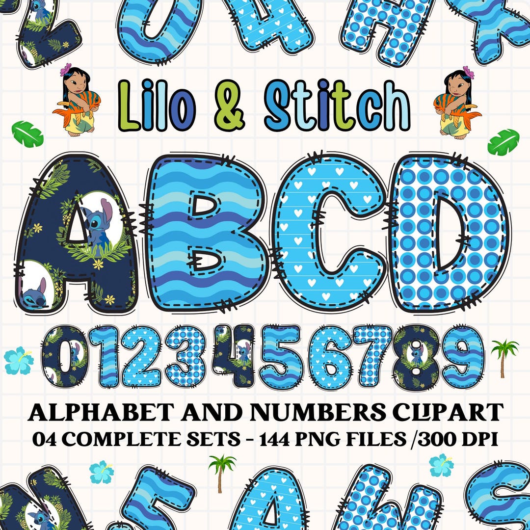 Lilo and Stitch Clipart Alphabet, Lilo Stitch Doodle Letters, Lilo ...