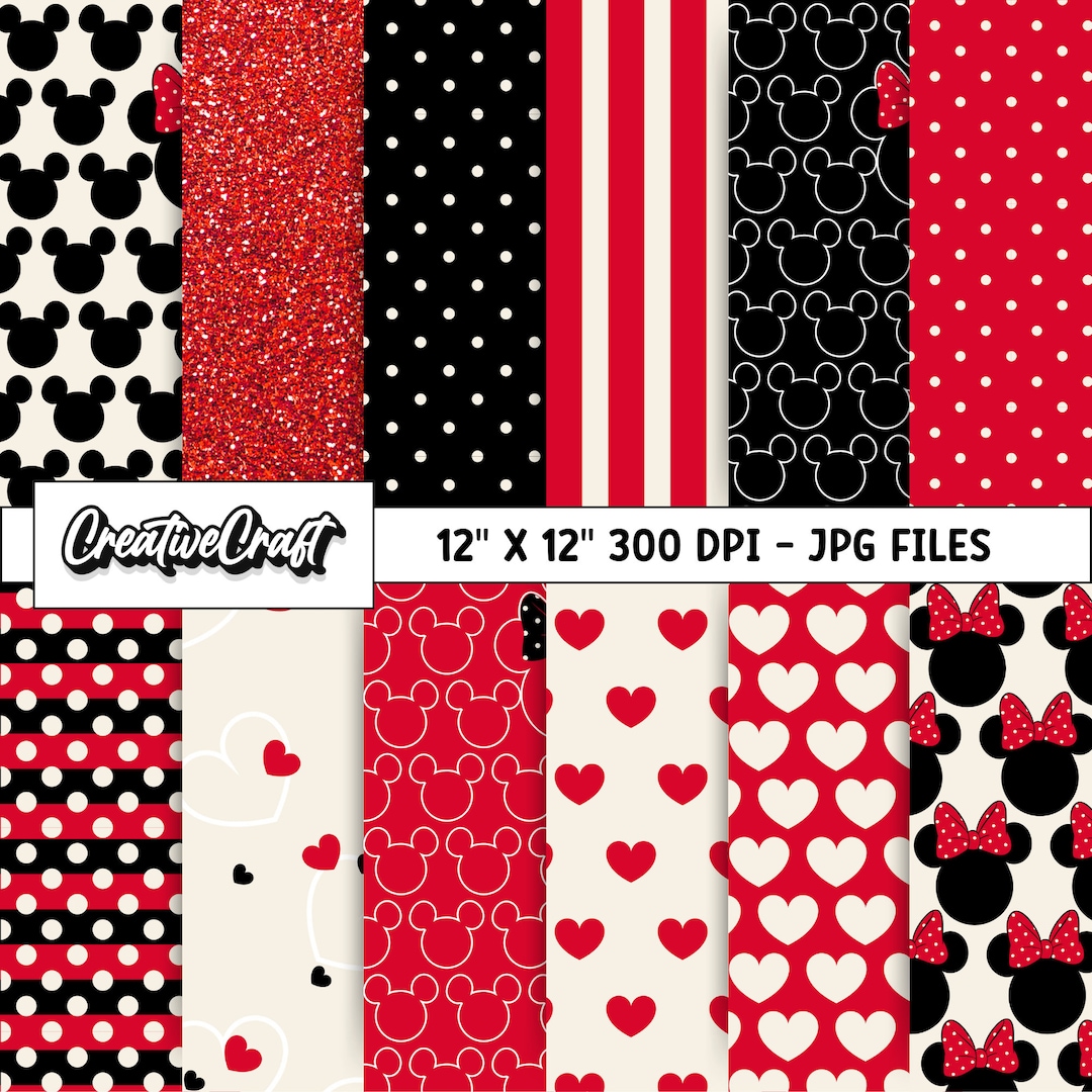 12 Minnie the Mouse Digital Papers 300 DPI Maximum Quality, Minnie ...