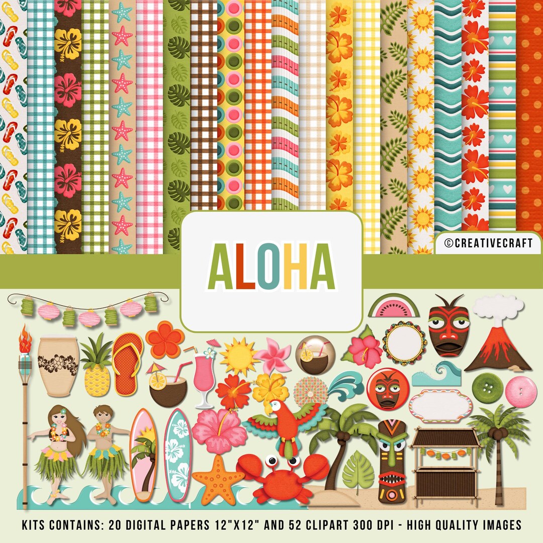 Kit Summer Digital Paper and Clipart 300 DPI Maximum Quality, Summer ...